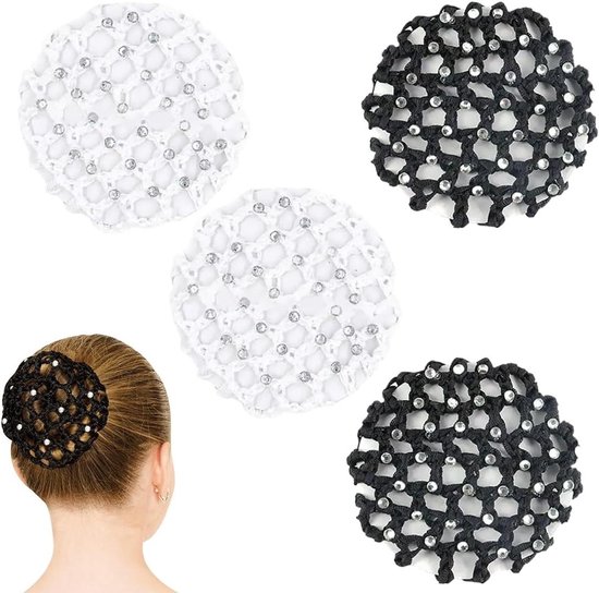 Haarnetje 4-pack met parels, dans- en stretchhaarnetjes voor meisjes ...