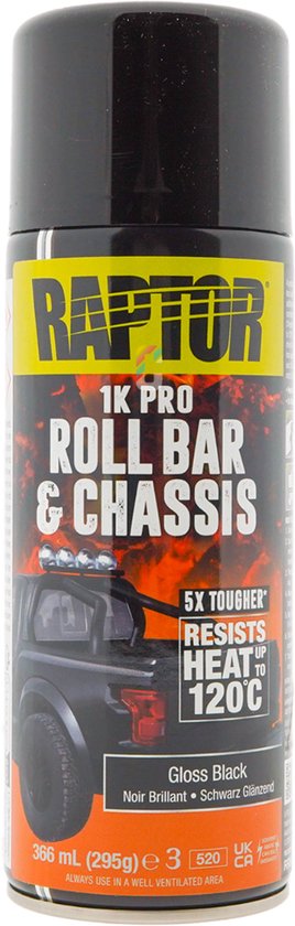 Raptor Roll Bar & Chassis Verf ZWART GLANS spuitbus 400ml | bol