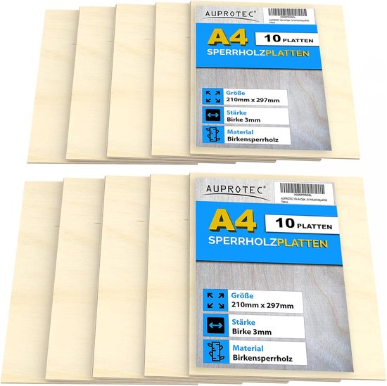 Auprotec 10x A4 Multiplex Platen 3mm - 210x297mm - Berkenhout | bol