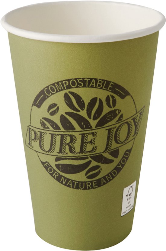 PAPSTAR Drinkbekers, Karton 0,5 l Ø 9 cm · 15 cm bruin "Pure Joy ...