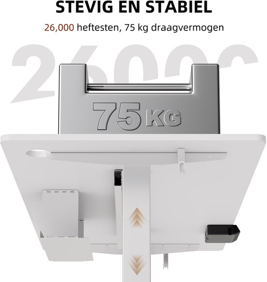 HOMAVO Elektrisch zit-sta bureau - 120x60cm - Wit - Geheugenfunctie ...