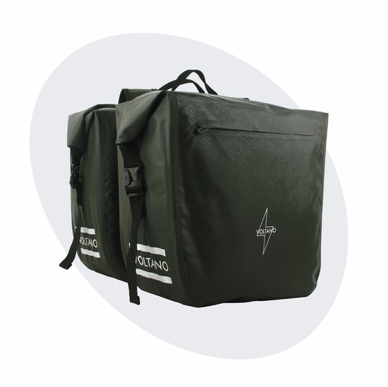 Voltano Dubbele Fietstas Rolltop Intense Green - 48 Liter - 100% ...