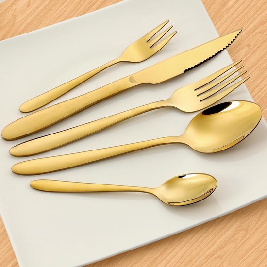 Gouden bestekset - 60-delige set - voor 12 personen - roestvrij staal | bol