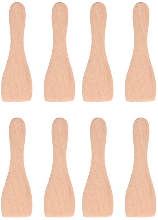 Natuurlijke houten raclette schep - volledig plasticvrij - set van 8 | bol