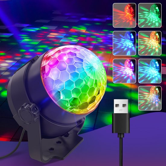 NETTLIFE Discobal LED - 7 RGB - discolicht feestlicht - 360° draaiende ...