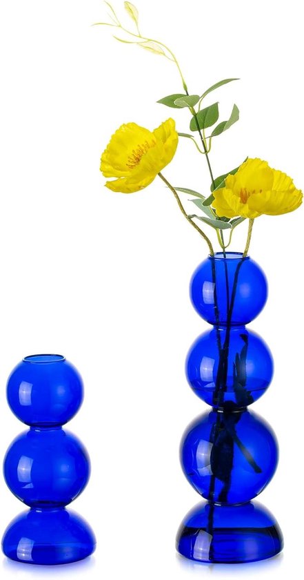 Vazen voor Tafeldecoratie: Blauwe Bubbel Glazen Vaas - Modern ...