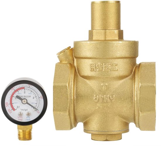 Waterdrukregelaar BSP DN50 2 inch messing met manometer - Drukregelventiel voor... | bol