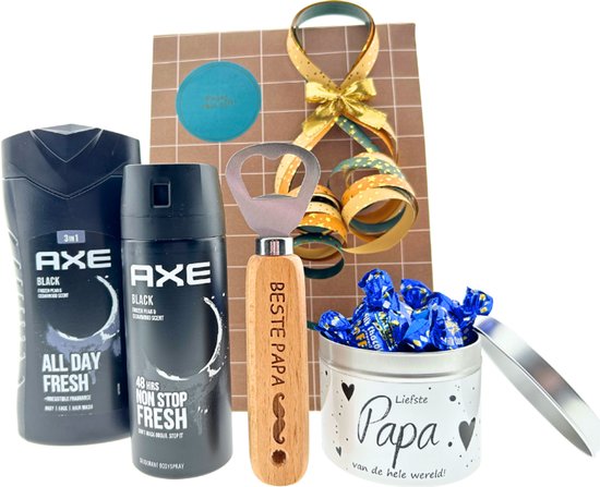 Axe Cadeauset Black Flesopener Papa - Axe Deo Spray 150 ml Black Fresh ...