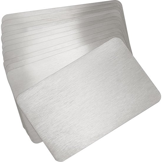 12pcs Metal Business Cards, 8.5x5.5cm, 0.4mm Thick Stainless Steel ...
