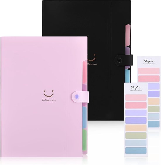 SKYDUE 2-pack uitbreidbare map, map met compartimenten, A4-documentmap ...