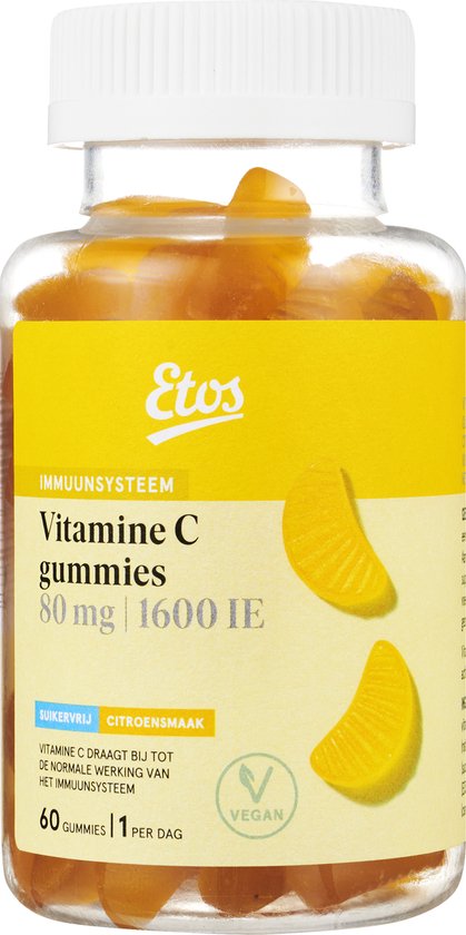 Etos Gummies - Vitamine C - 80mg - Citroensmaak - Vegan - 60 stuks | bol