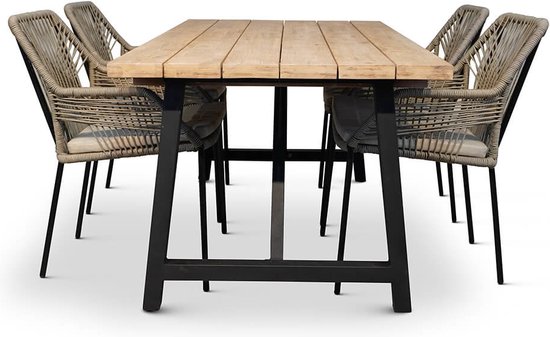 BUITEN living Xavier/Seville zand dining tuinset 5-delig | stapelbaar ...