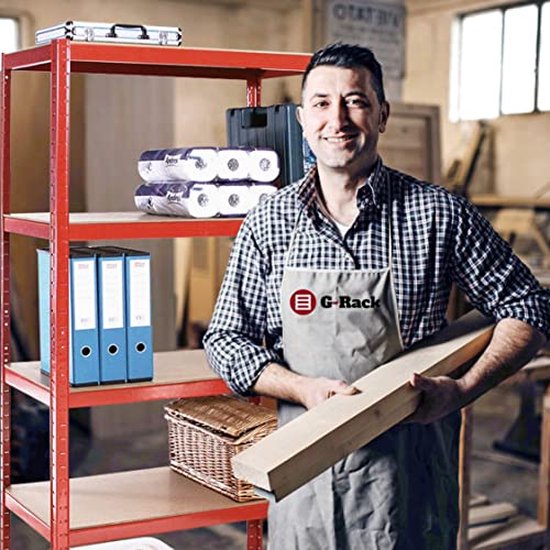 G-Rack® Zware rek, 1 blauwe plank 5 vakken - kelder, werkplaats ...