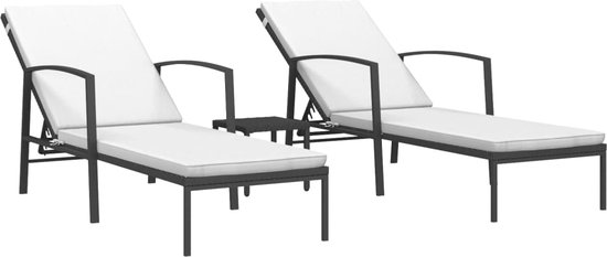 ModernLife' - Ligbedden 2 st met tafel poly rattan zwart | bol.com