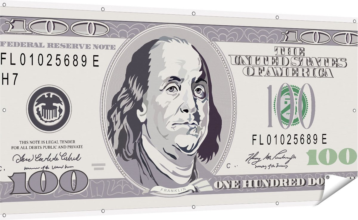 Gards Tuinposter Geld Dollar Biljet - Briefje van 100 Dollar - 200x100 ...