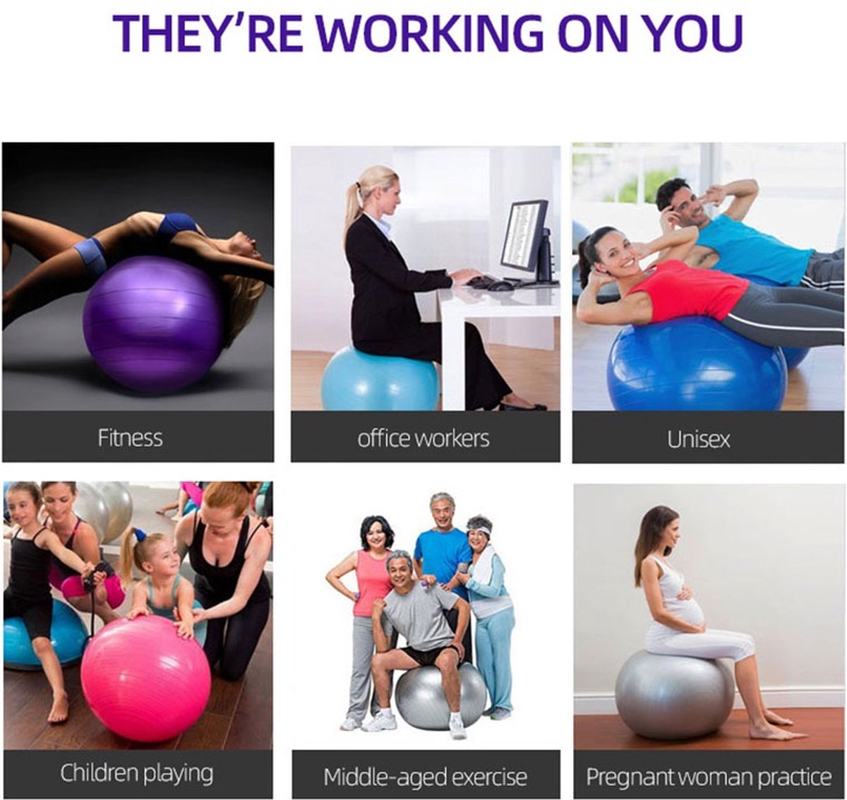 Yoga bal - 45 cm - Blauw - fitnessbal - pilatus - yoga - fitness ...