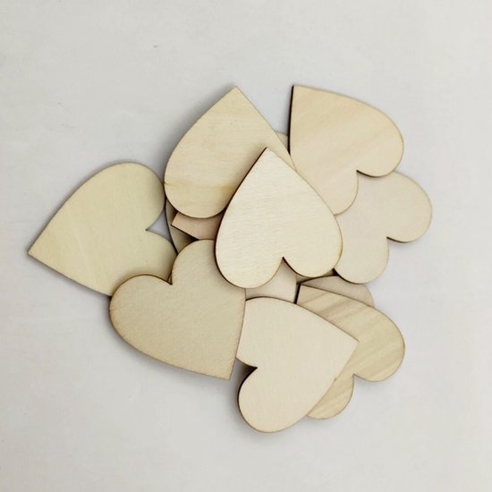 Houten Hartjes Set - 100 Stuks - Decoratie Pakket - Natuurlijk Hout ...