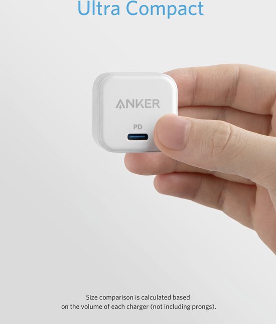 Anker PowerPort III Cube 20W USB-C Snellader Power Delivery Adapter ...