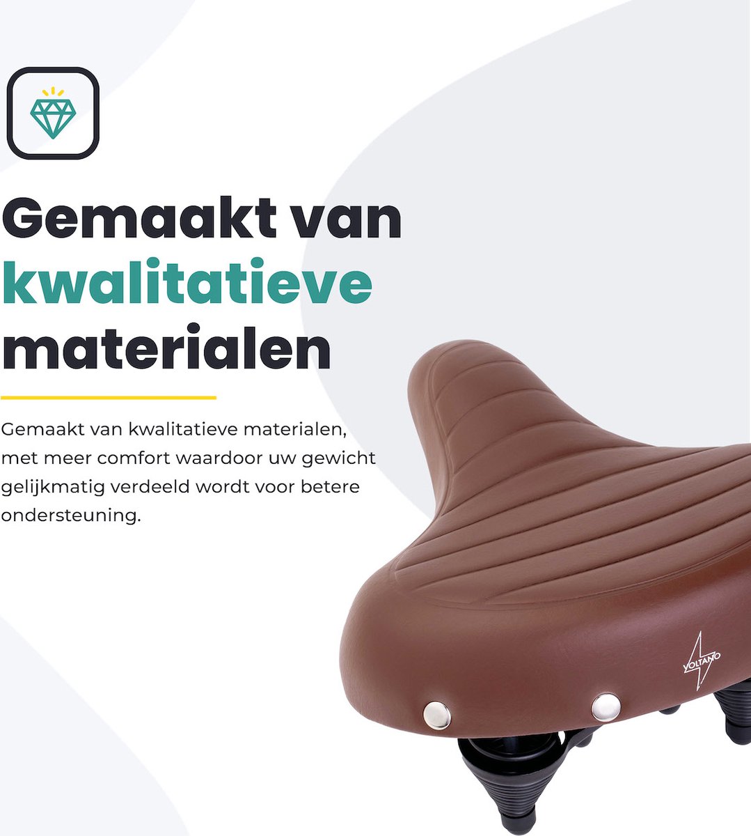 Voltano Drifter Fietszadel - Bruin - Gratis Zadelstrop - Breed Zadel ...
