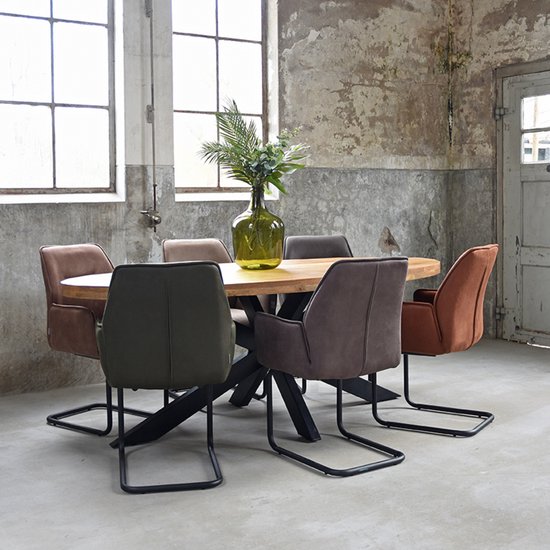 LABEL51 Boet Eetkamerstoel - Groen - Stof | bol