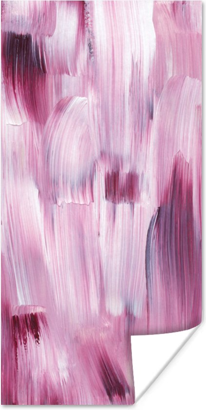 Poster Kleuren - Verf - Schilderij - Roze - 80x160 cm | bol