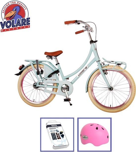 Volare Kinderfiets Oma Classic - 20 inch - Lichtblauw - Met fietshelm ...