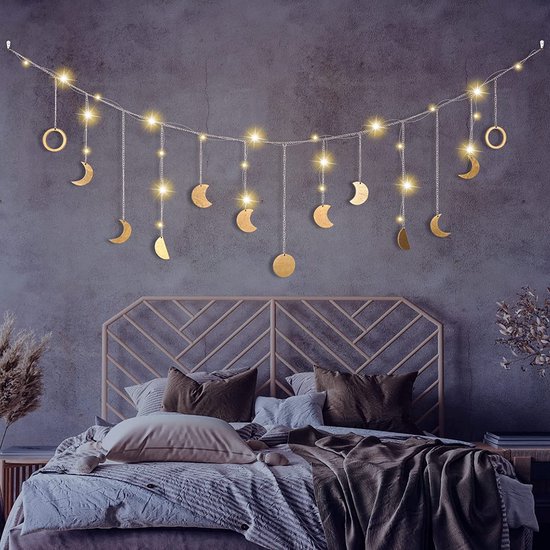 Maanfasen slinger, ramadan, decoratie, macramé, wandbehang, maanslinger ...
