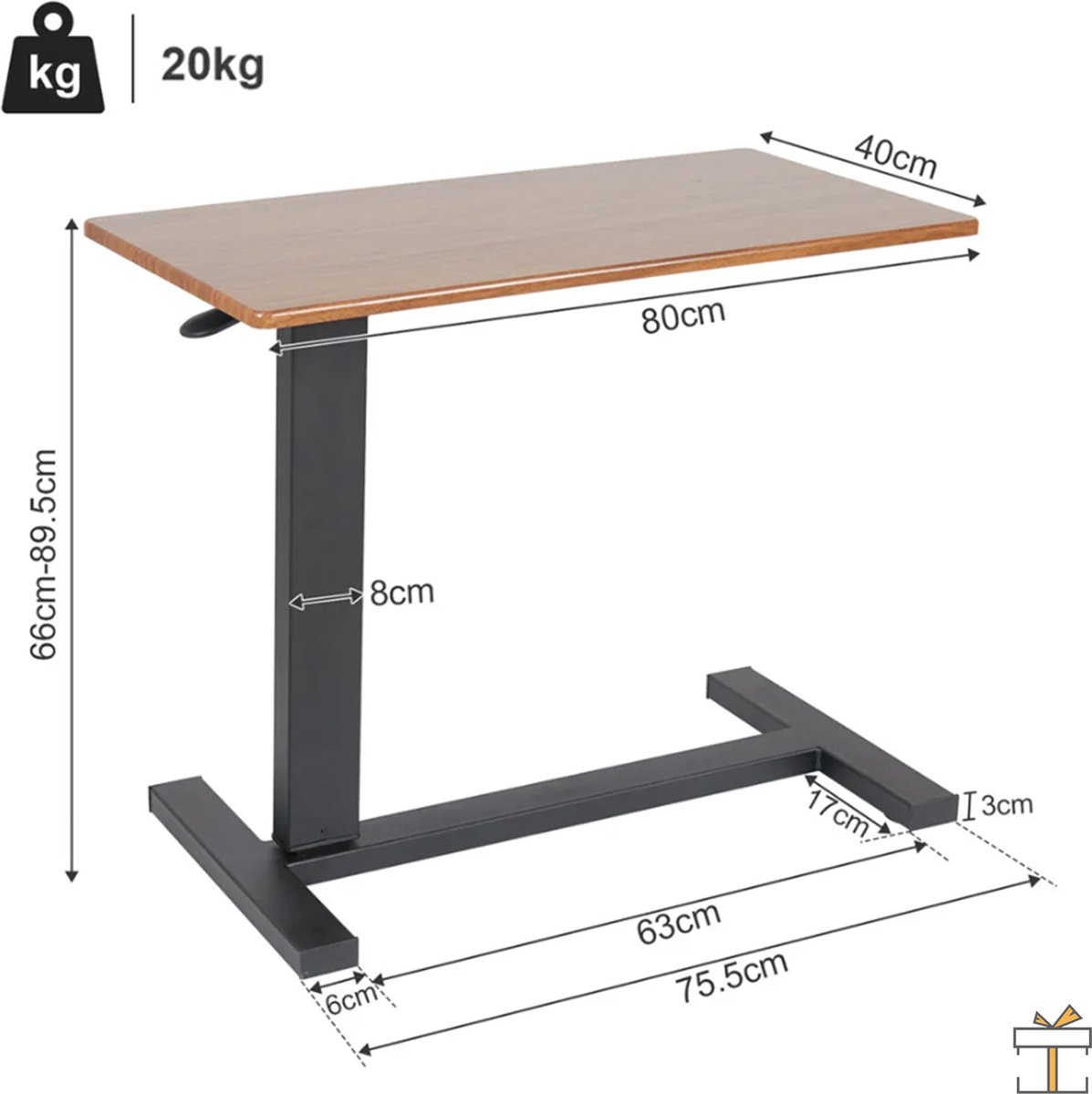 Happyment Laptoptafel Deluxe - Bijzettafel op wieltjes - Verstelbaar in ...