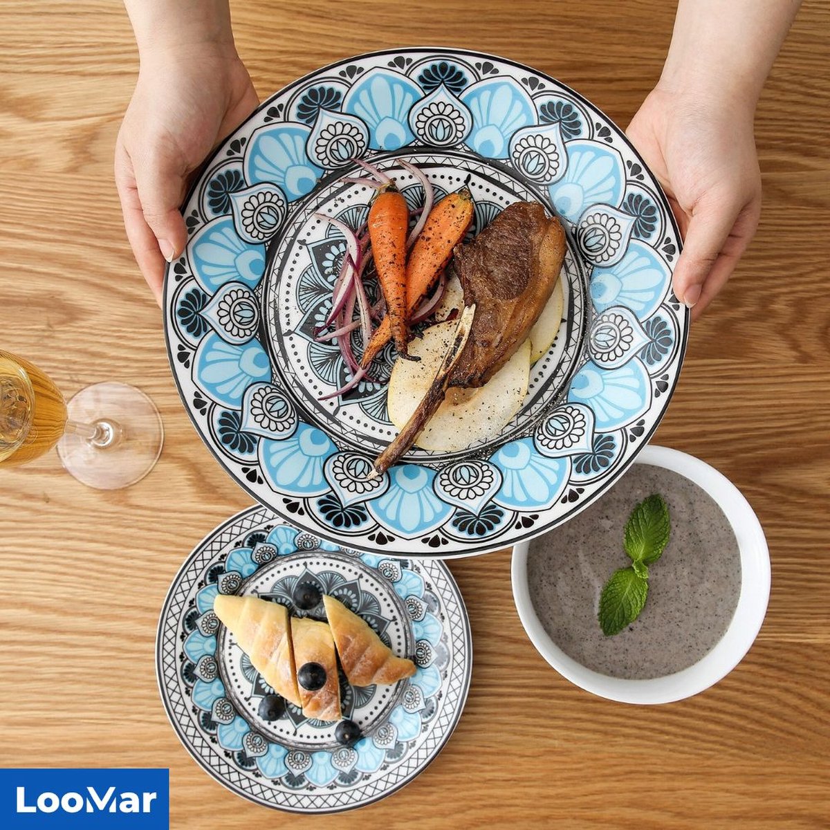 LooMar Luxe Bordenset - Kommen set - Borden - Dinerborden - set van 18 ...