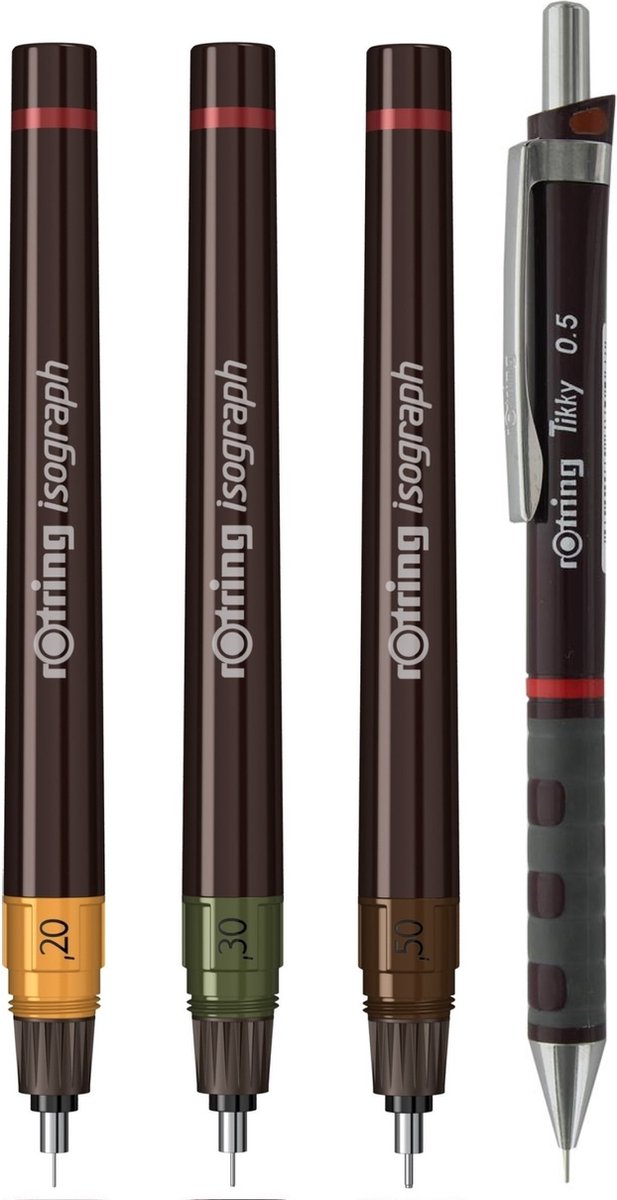 rOtring Isograph Junior pennenset met technische pennen en vulpotlood ...