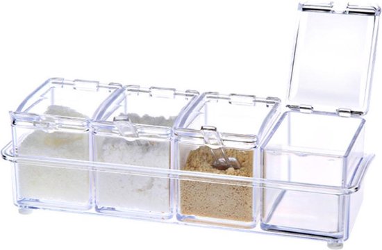 4 Kruidenpotjes - 336 ML - Grote Glazen Potjes Met Deksel - Inclusief ...