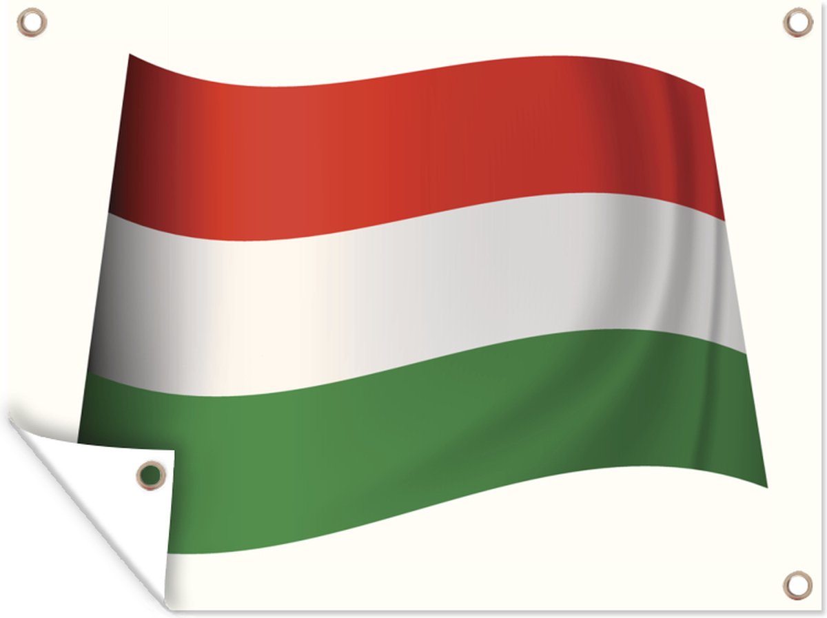 Muurdecoratie buiten De Hongaarse vlag op een witte achtergrond ...