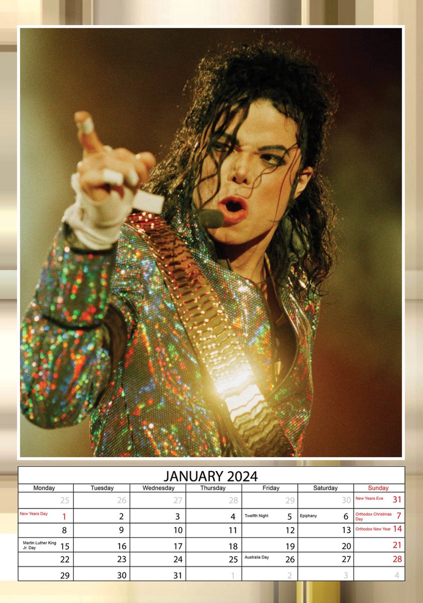 Michael Jackson Calendrier 2024 A3 | bol