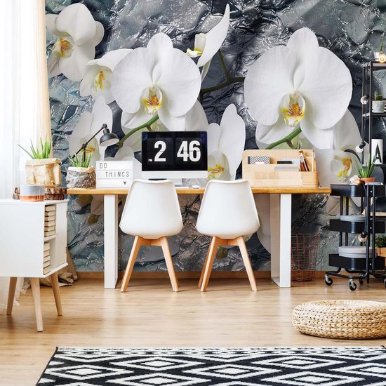 Fotobehang Flowers Orchids Texture | XXL - 206cm x 275cm | 130g/m2 Vlies | bol.com