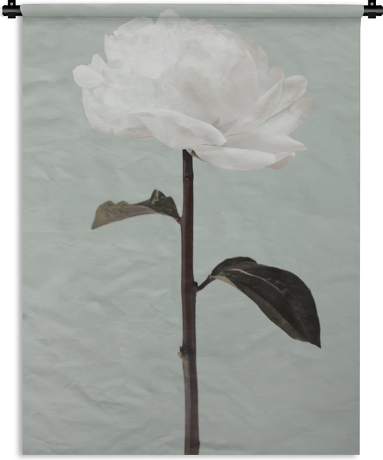 Wandkleed - Wanddoek - Bloemen - Roos - Groen - Wit - Stilleven ...