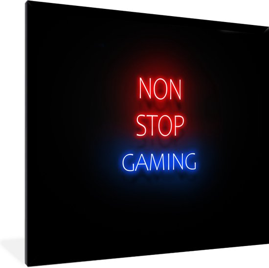 Game Poster - Tekst - Gaming - Non stop gaming - Neon - Zwart - 40x40 ...