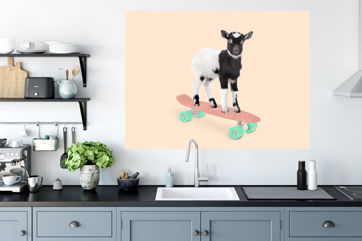 Muurstickers - Sticker Folie - Geit - Zwart - Skateboard - Wit - Dieren ...