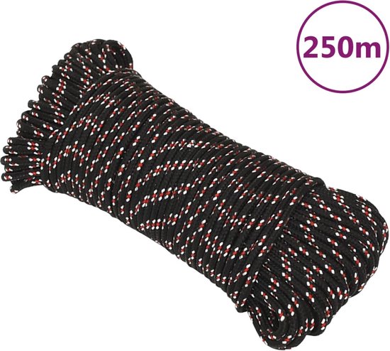 vidaXL - Boot - touw - 4 - mm - 250 - m - polypropyleen - zwart | bol