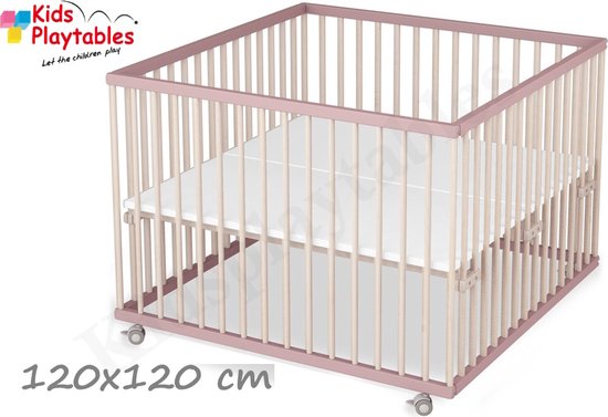 SÄMANN® Baby Box Premium 120x120 Roze-Naturel met In hoogte Verstelbare ...