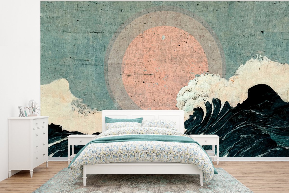 Vintage - Zee - Golven - Zon - Behangpapier | bol.com