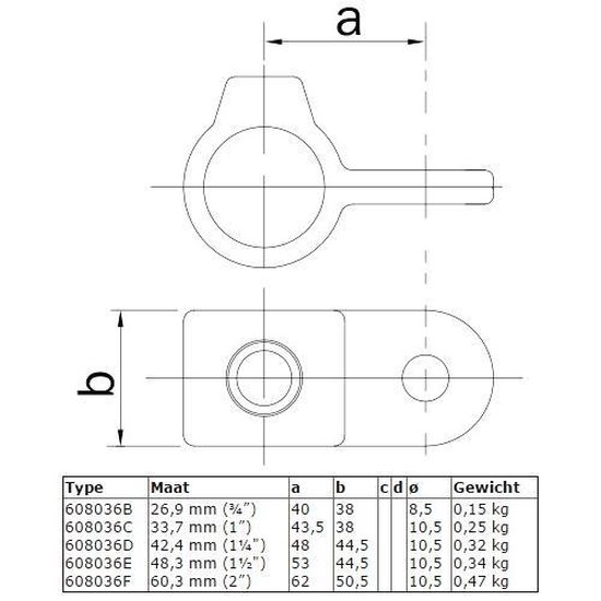 Steigerbuis koppeling Type 36 Oogdeel scharnierstuk-48,3 mm (11⁄2 ...