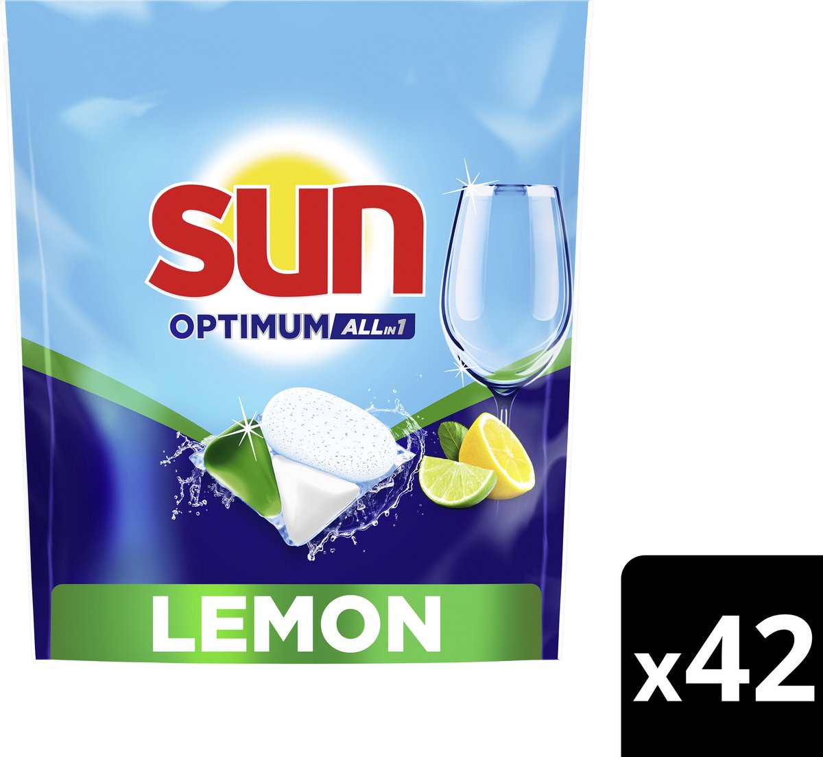 Sun Optimum All-in 1 Citroen Vaatwastabletten - 42 capsules | bol