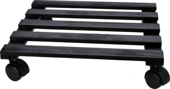 Pro Garden Plantentrolley - hout - zwart - vierkant - 35 x 35 cm - 50 ...