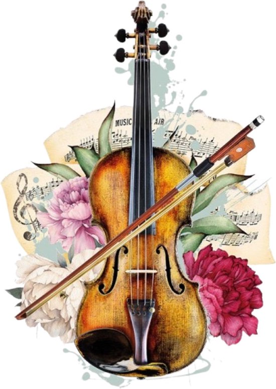 Viool Pioen Rozen Strijk Applicatie 20 cm / 29 cm / Bruin Roze Rood Wit ...