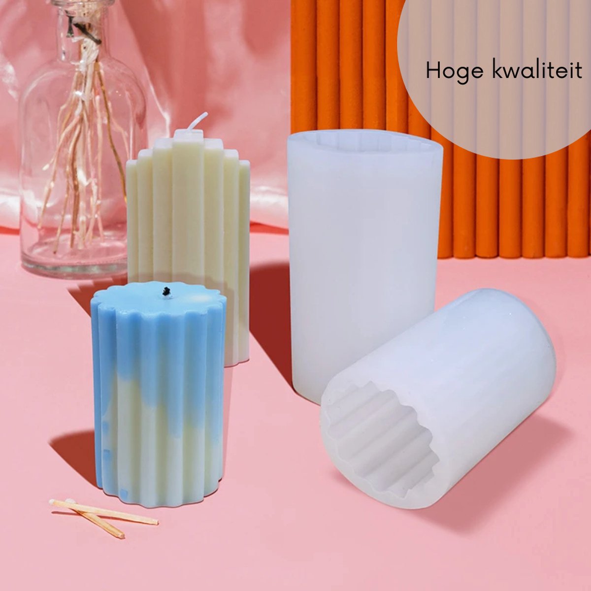 ZoeZo - Kaarsmal - Pilaar - Ribbels - Kaars mallen - Siliconen mal ...