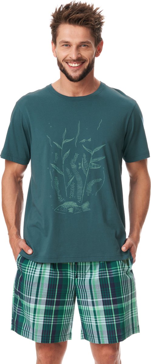 Key Katoenen Pyjama Heren Volwassenen | Korte Mouw Korte Broek ...
