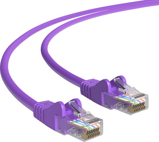 Cat 5e - U/UTP - Netwerkkabel - Patchkabel - Internetkabel - 1 Gbps - 10 meter - Paars... | bol.com