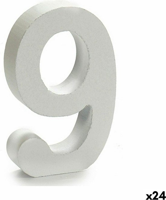 Cijfer 9 Hout Wit (2 x 16 x 14,5 cm) (24 Stuks) | bol.com