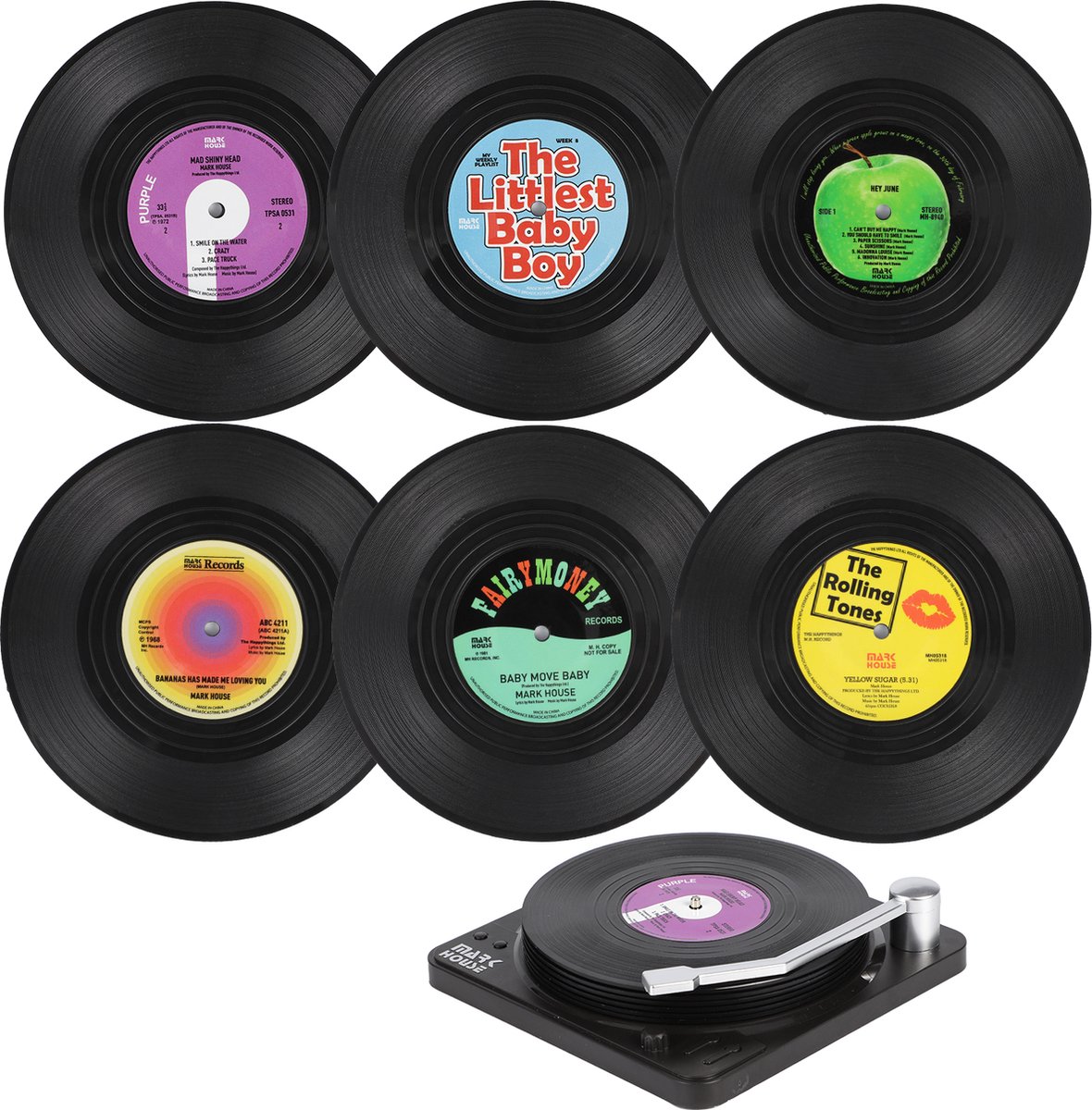 PRO-Deals | Vinyl Platen Onderzetters Met Platenspeler | 6 Stuks | The ...