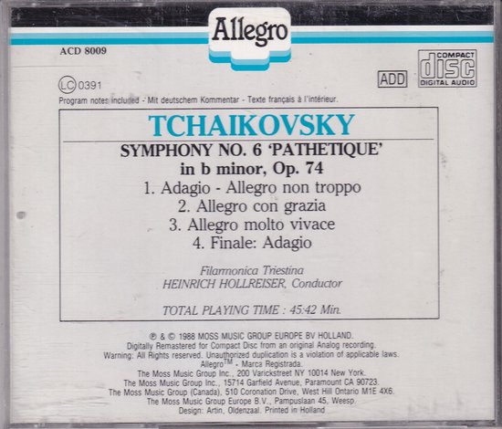 Symphony No. 6 in b minor, Op. 74, Pathetique - Pyotr Ilyich Tchaikovsky - Filarmonica... | bol